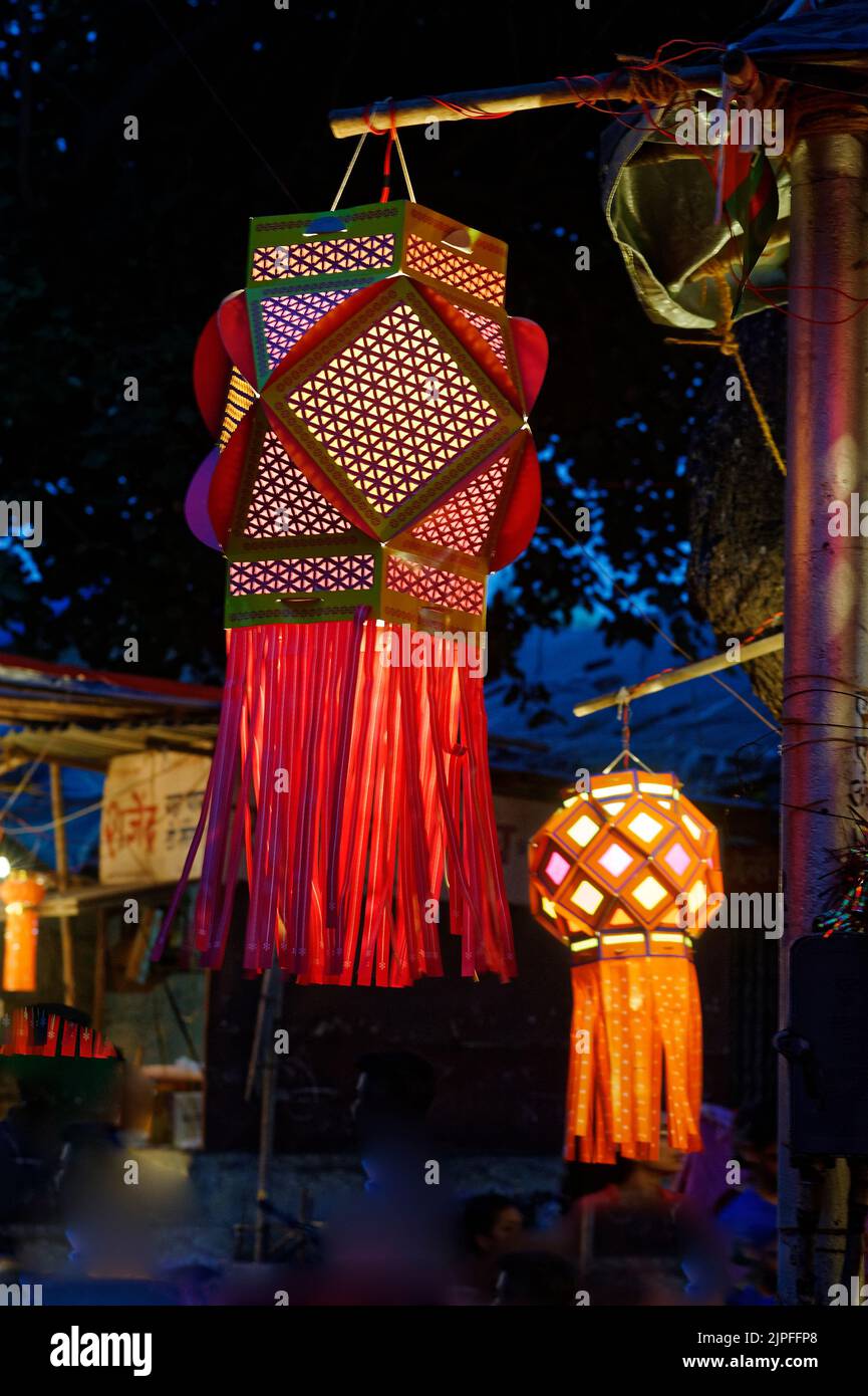 Colorful traditional Lanterns in Various Shapes Akash kandil (Diwali ...