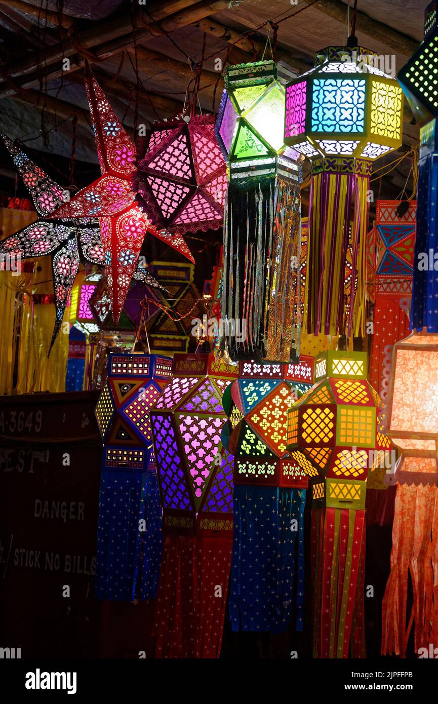 Colorful traditional Lanterns in Various Shapes Akash kandil (Diwali ...