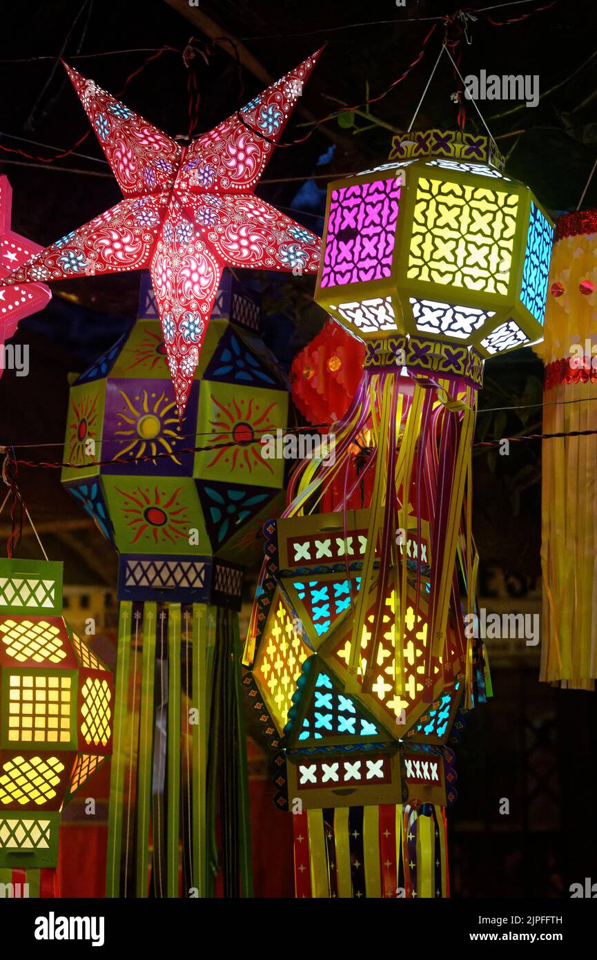 Colorful traditional Lanterns in Various Shapes Akash kandil (Diwali ...