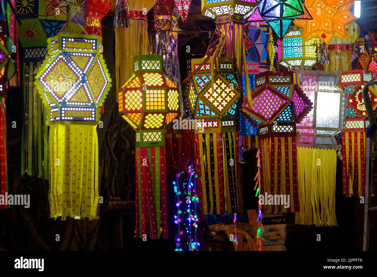 Colorful traditional Lanterns in Various Shapes Akash kandil (Diwali ...