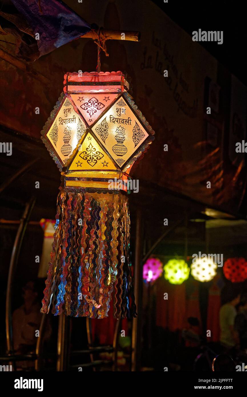 Colorful traditional Lanterns in Various Shapes Akash kandil (Diwali ...