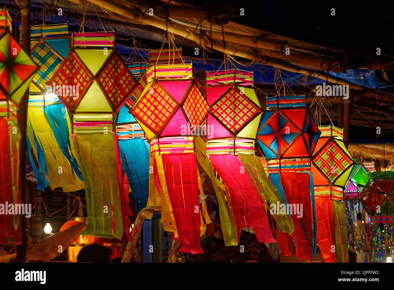 Colorful traditional Lanterns in Various Shapes Akash kandil (Diwali ...