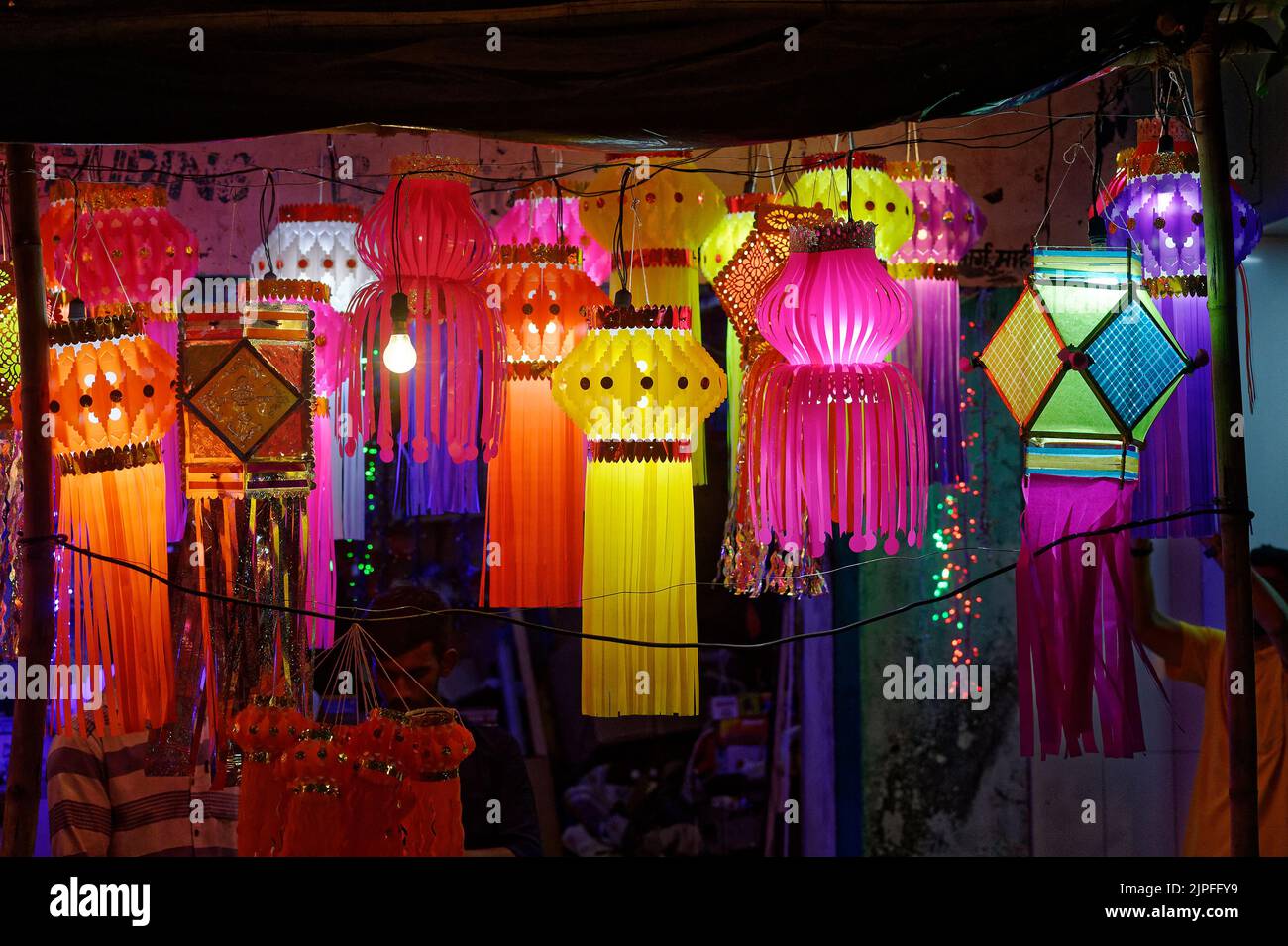 Colorful traditional Lanterns in Various Shapes Akash kandil (Diwali ...