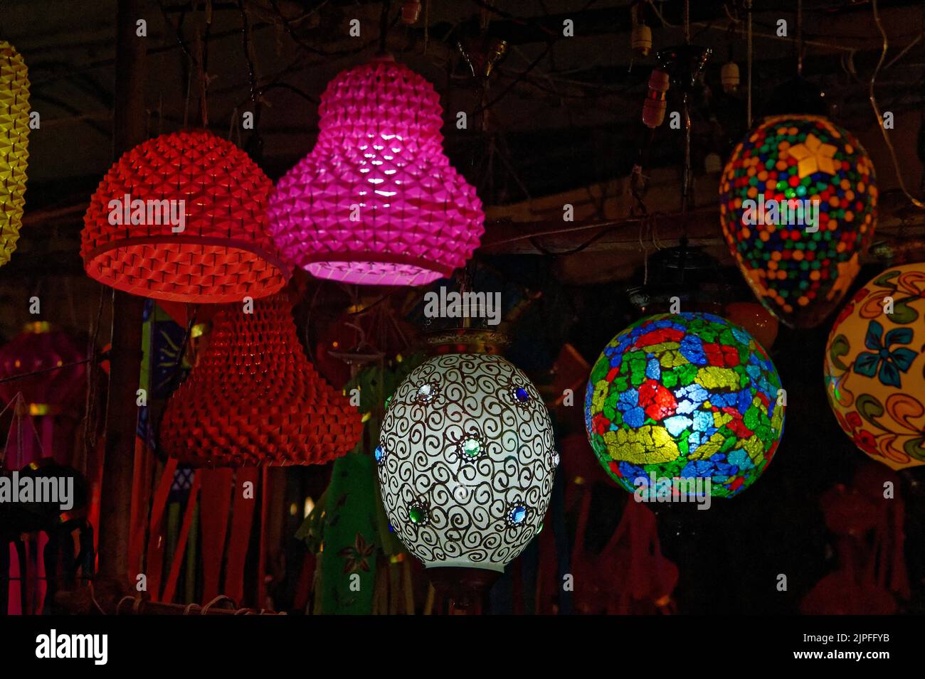 Colorful traditional Lanterns in Various Shapes Akash kandil (Diwali ...
