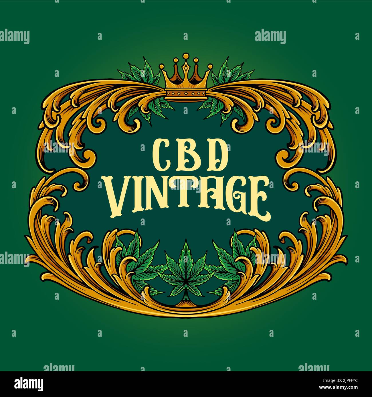 Luxury frame vintage cannabis flourish vector illustrations for your ...