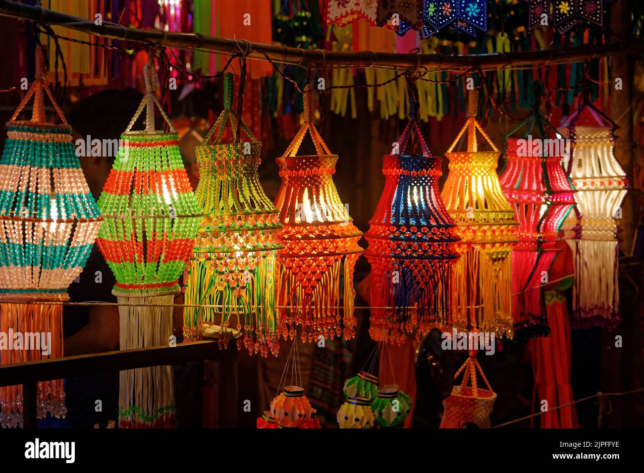 Colorful traditional Lanterns in Various Shapes Akash kandil (Diwali ...