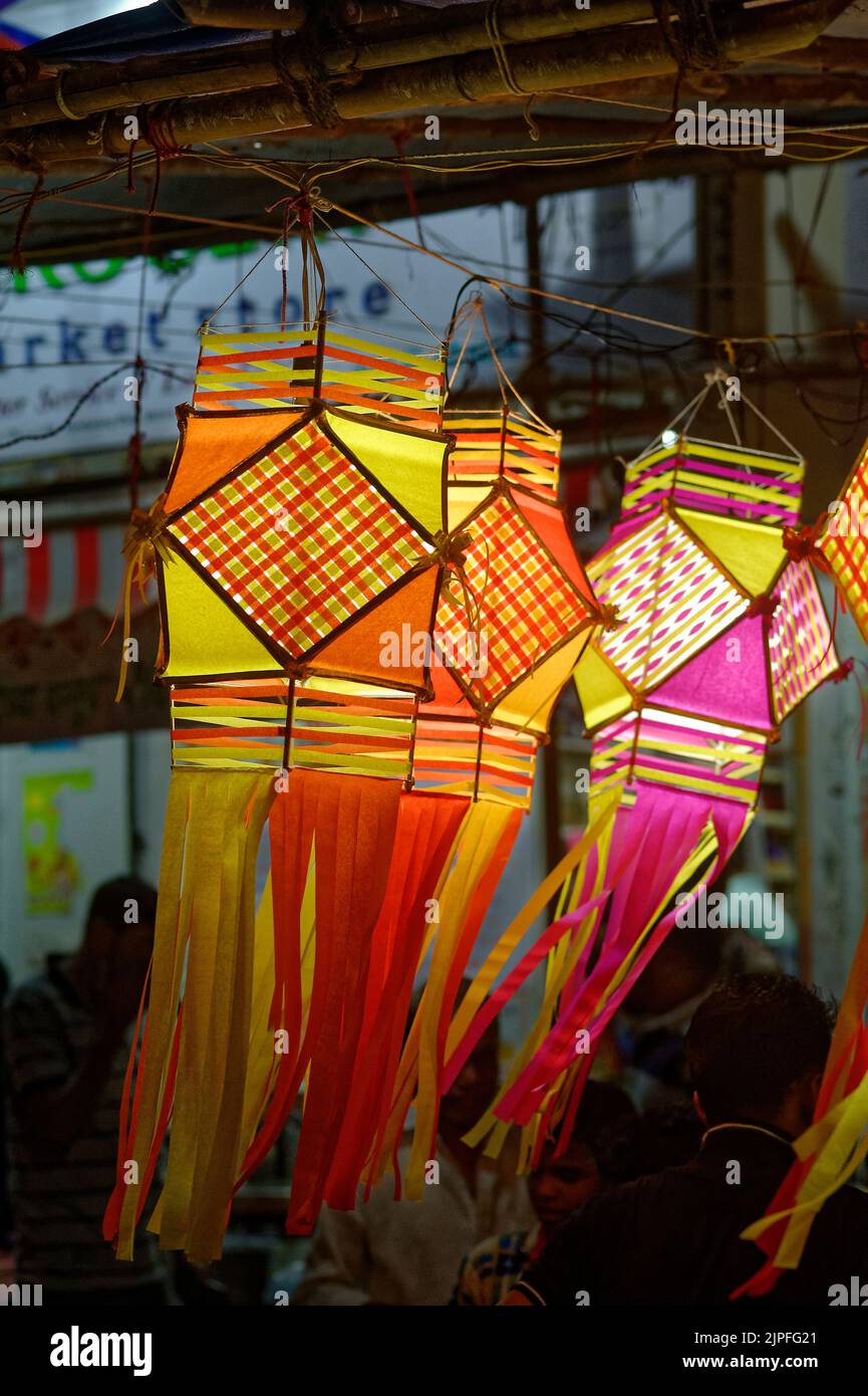 Colorful traditional Lanterns in Various Shapes Akash kandil (Diwali ...