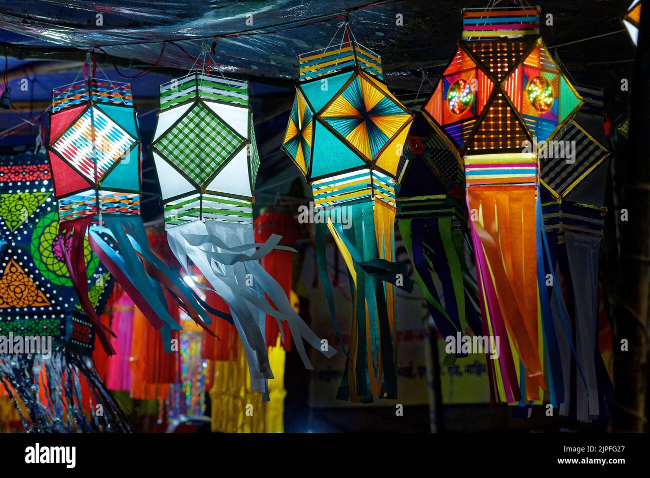 Colorful traditional Lanterns in Various Shapes Akash kandil (Diwali ...
