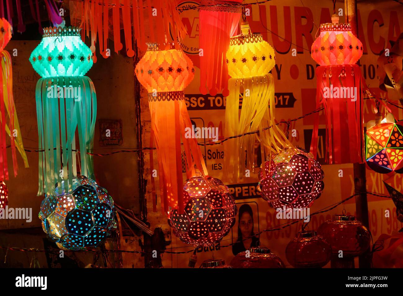 Colorful traditional Lanterns in Various Shapes Akash kandil (Diwali ...