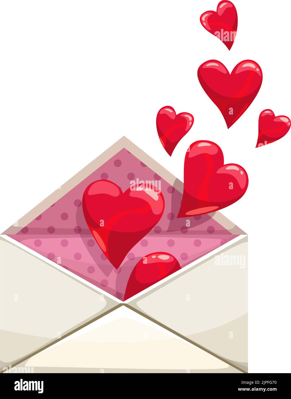 Open envelope full of hearts isolated Valentines day message. Vector ...