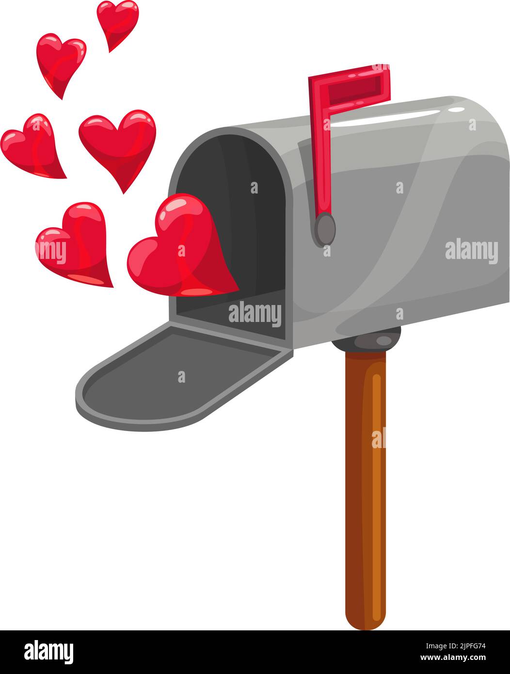 Cartoon open mailbox red flag Stock Vector Images - Alamy