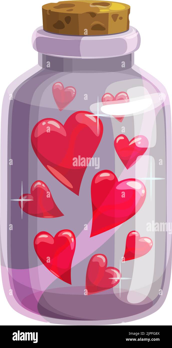Hearts in jar, Valentine day and wedding RSVP party symbol. Vector ...