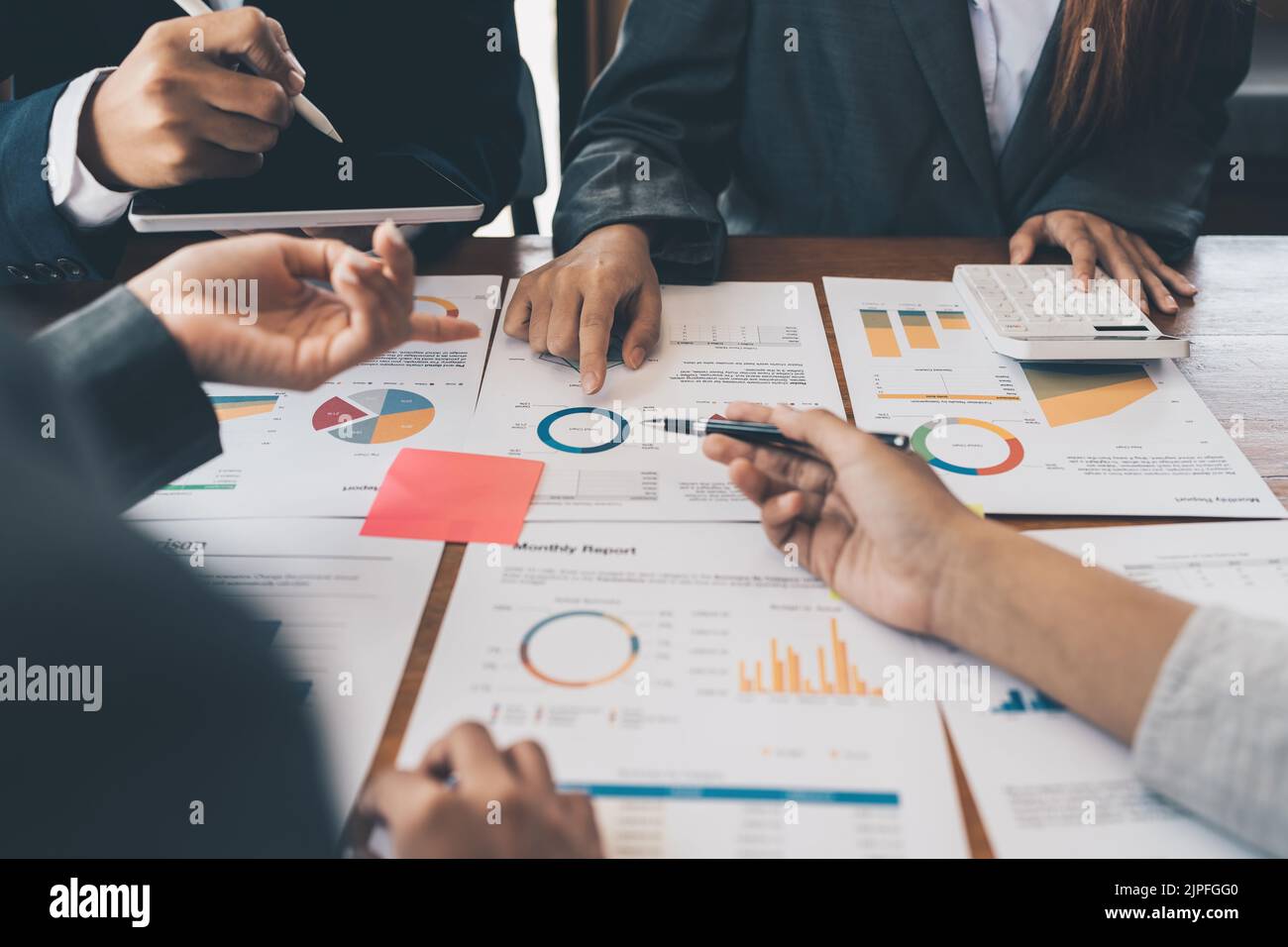 Collaborative process of business team during brainstorming meeting in ...