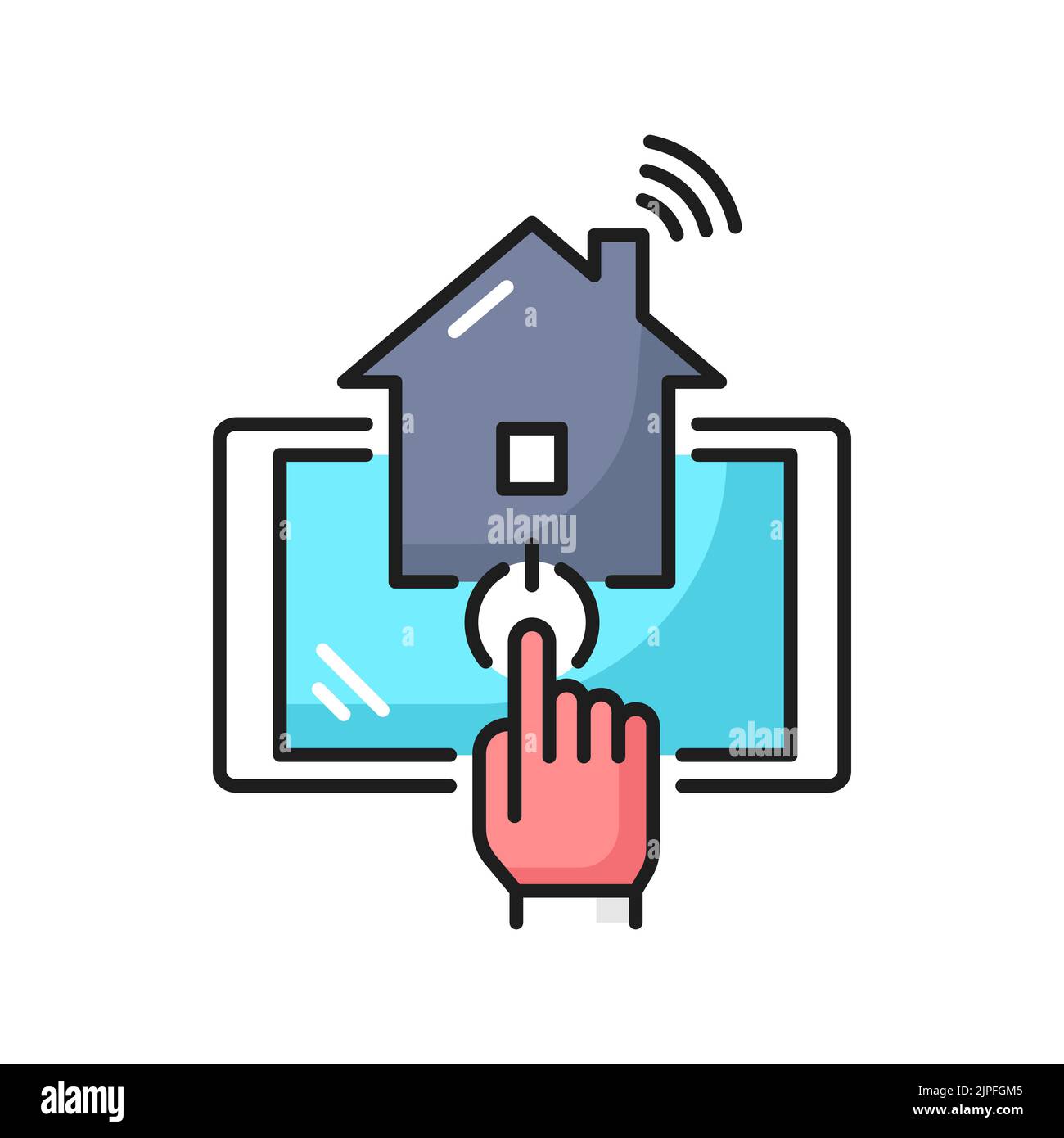 Smart house technology outline icon. Internet of things, home remote ...