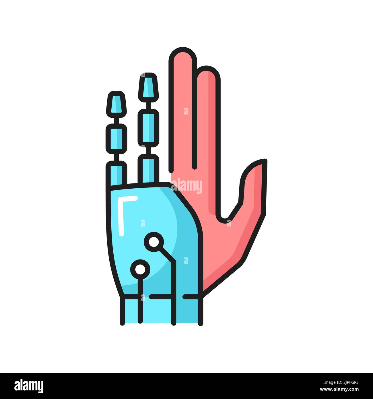 AI innovation or prosthesis future technology outline icon with human ...