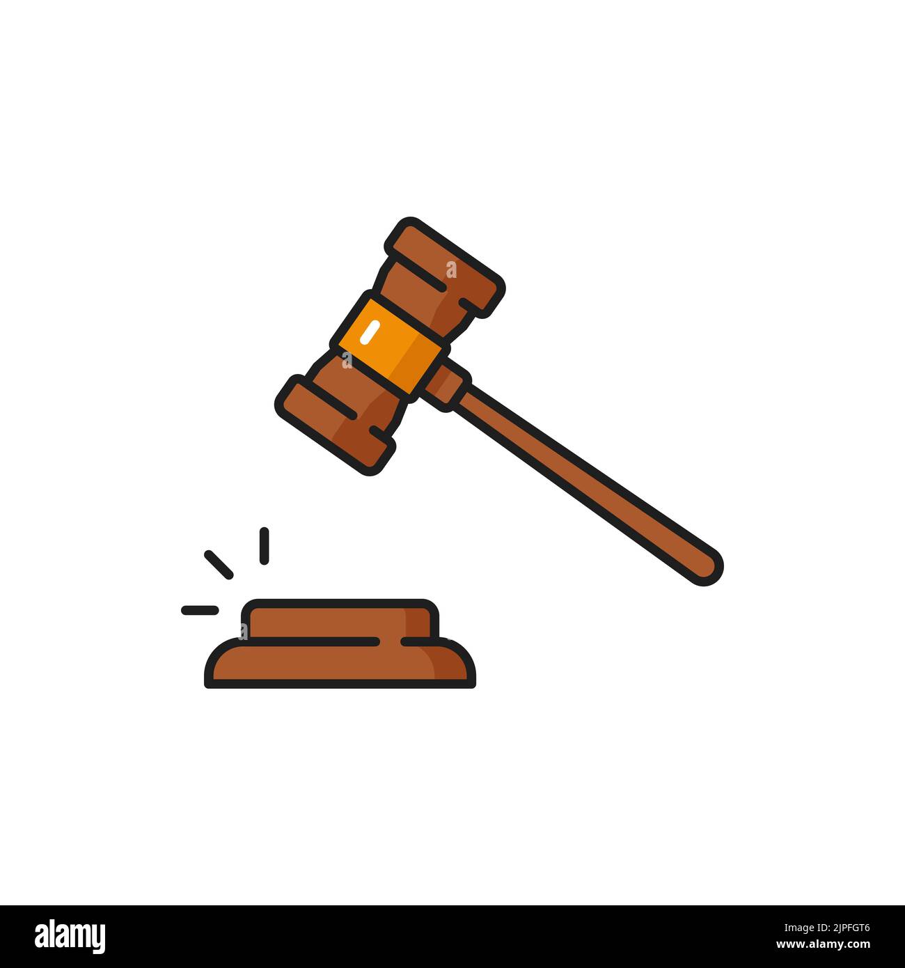 Notary, justice and legal service icon of judge gavel for lawyer and ...