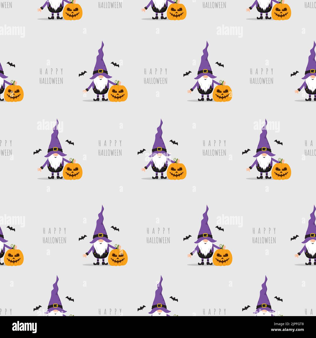 Seamless pattern with Halloween gnomes. Cute scandinavian dwarf with ...