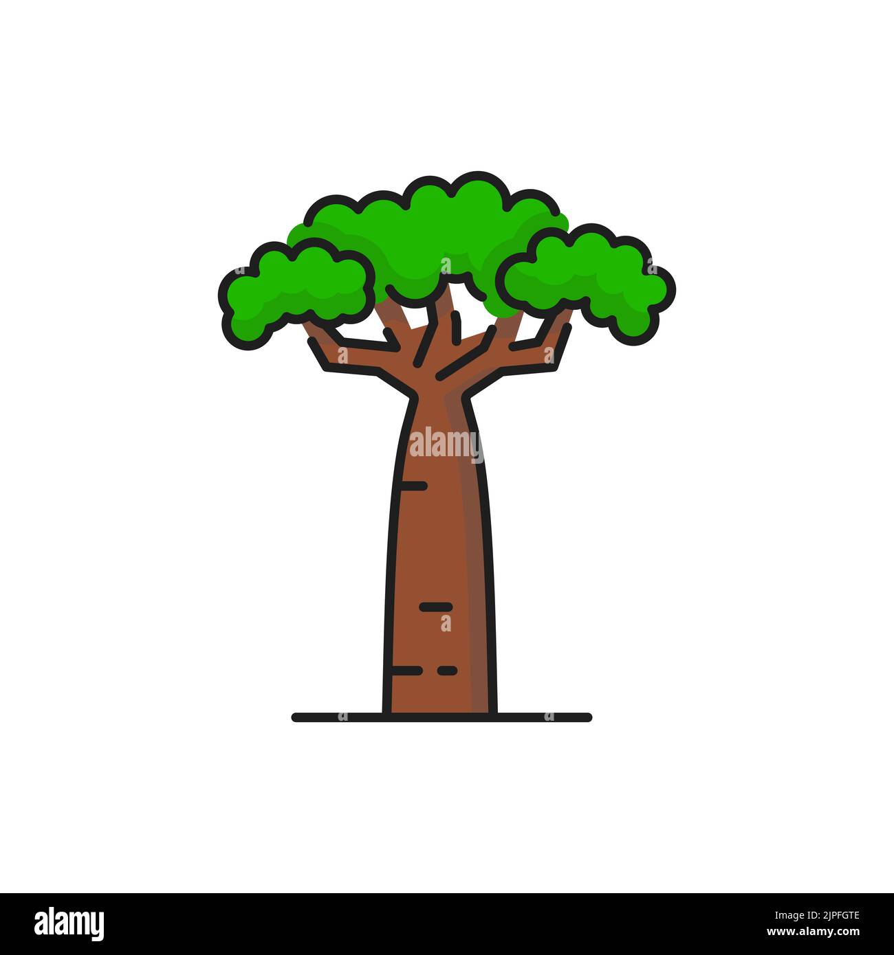 Green tropical tree icon, forest or jungle park and beach, vector ...