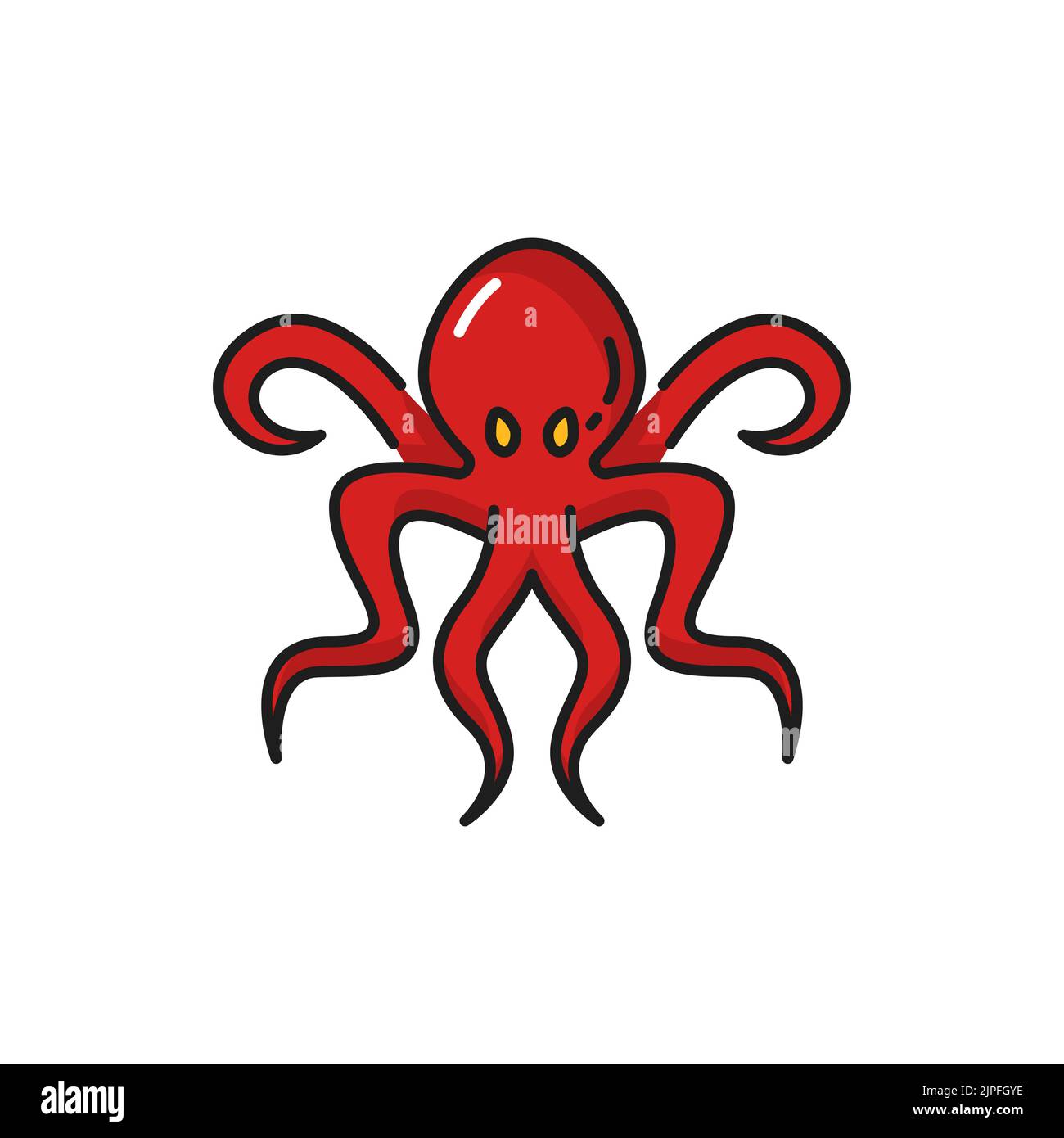 Retro octopus eight-limbed mollusc isolated marine animal symbol of ...