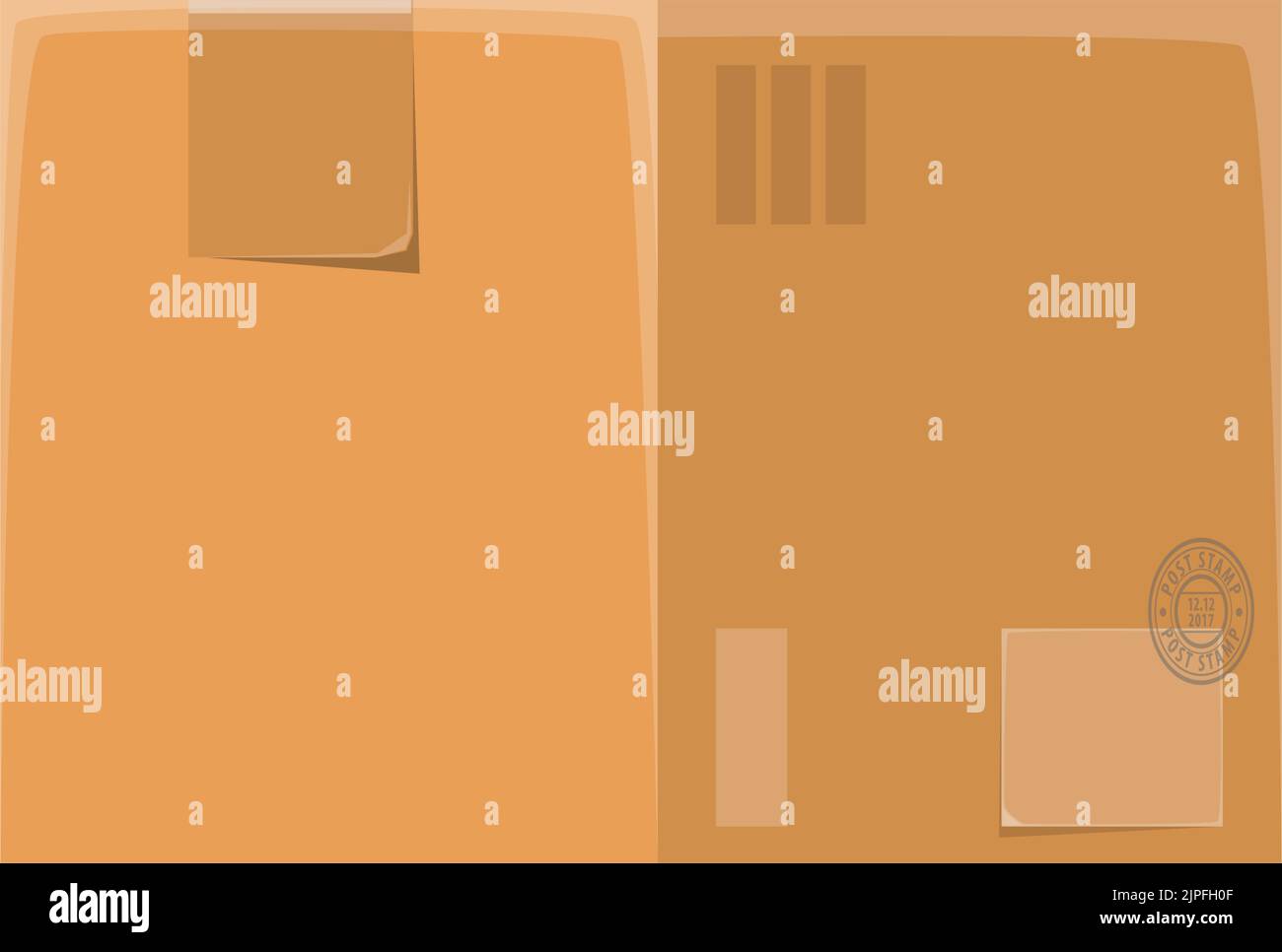 Packed parcel, with post stamp and adhesive tape, vector isolated icon ...