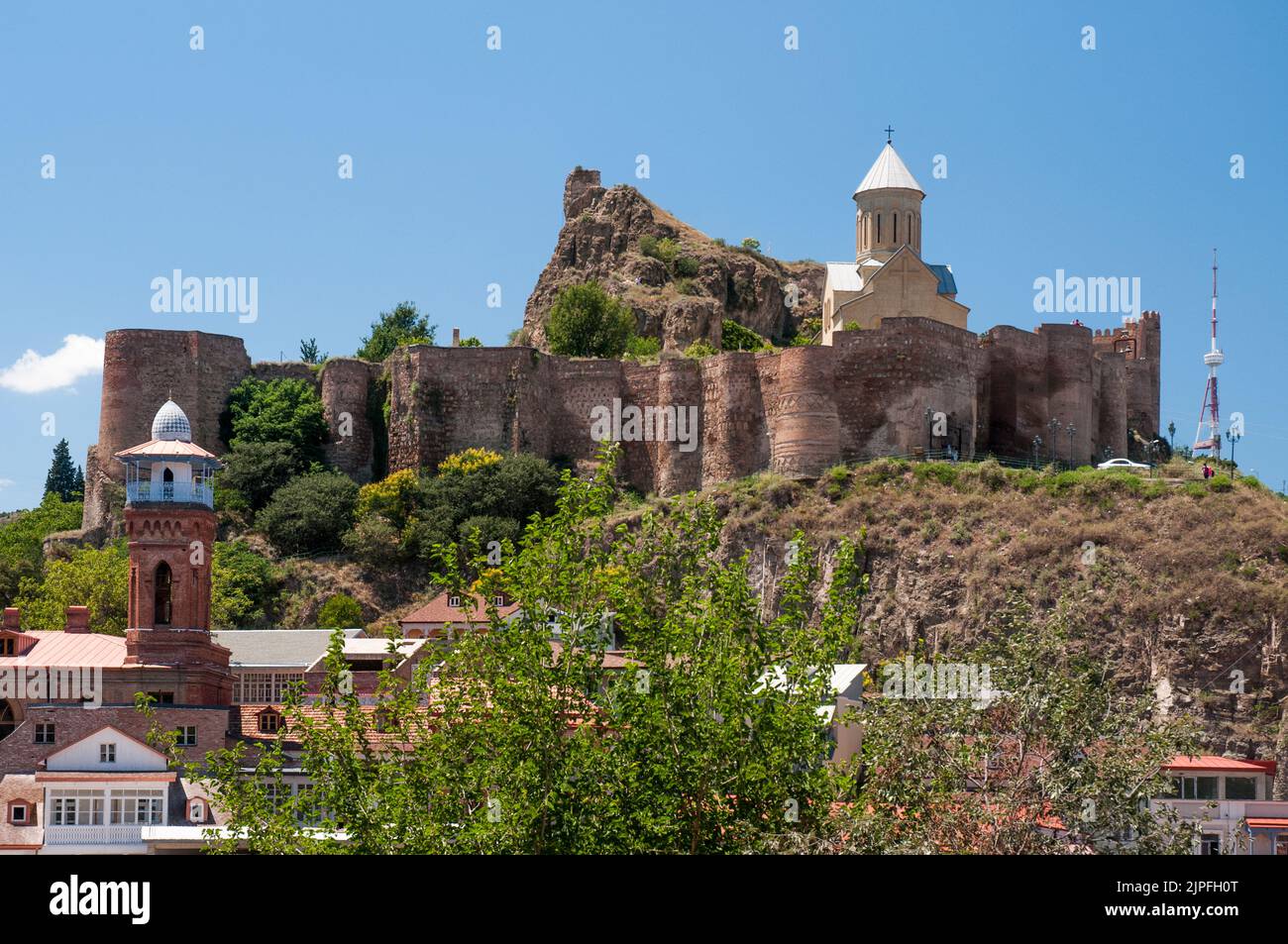 Nariqala Fortress with Abanotubani quarter below, Tbilisi, Georgia ...