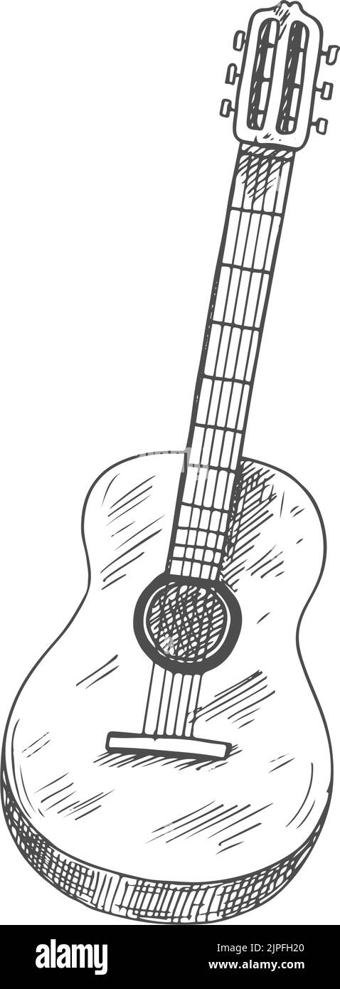 String guitar isolated vector musical instrument sketch. Vector ...