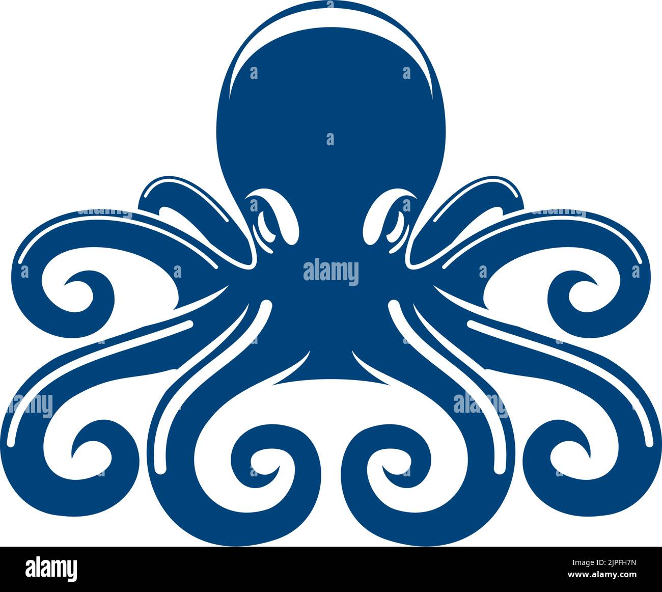 Common octopus, eight-limbed molusk isolated marine animal. Vector ...