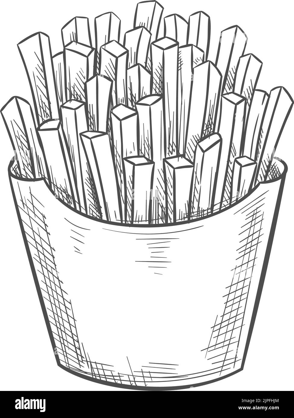 Fried potatoes box isolated, takeaway french fries. Vector fried potato ...