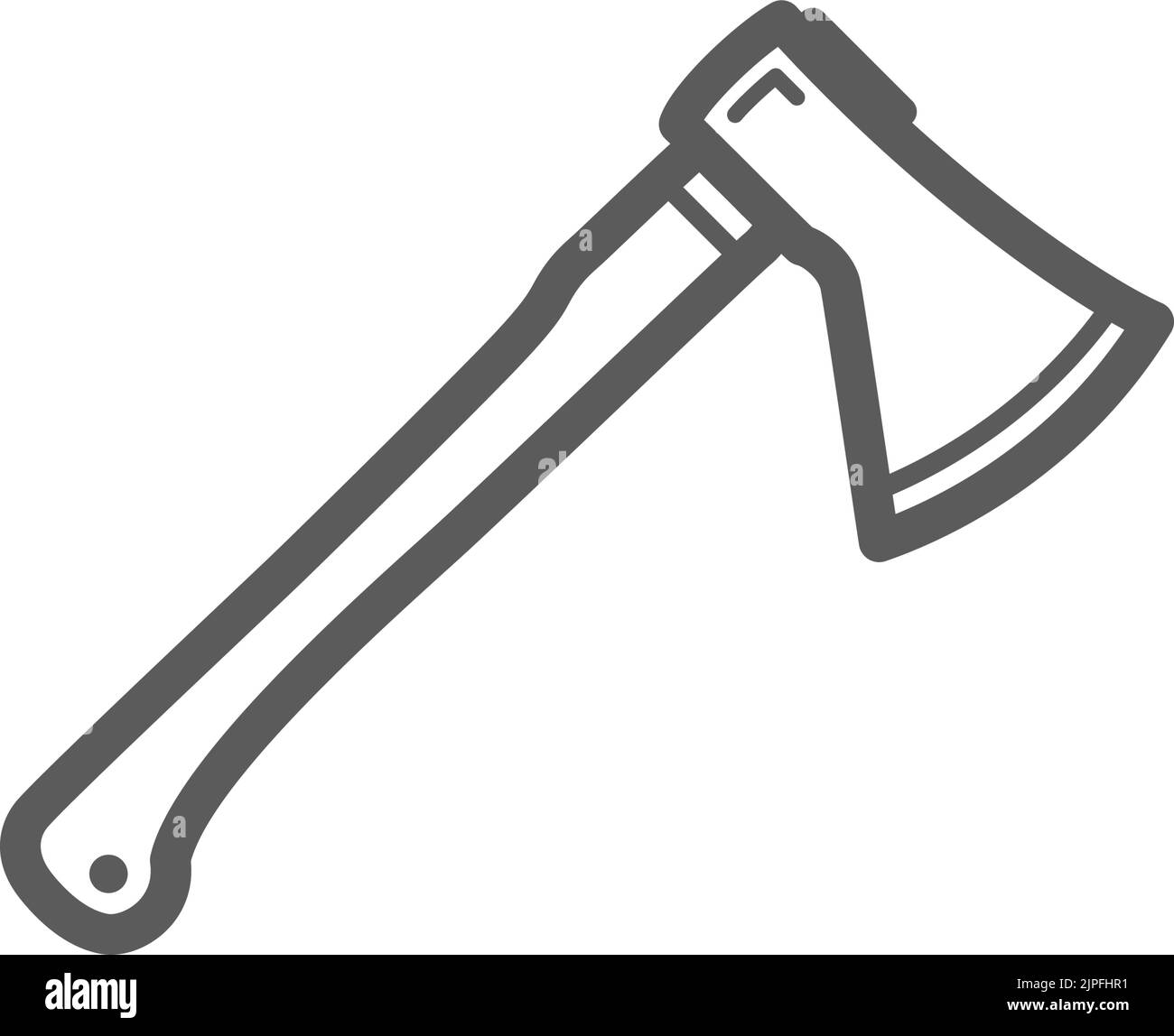 Single-bit felling axe isolated monochrome outline icon. Vector ax on ...
