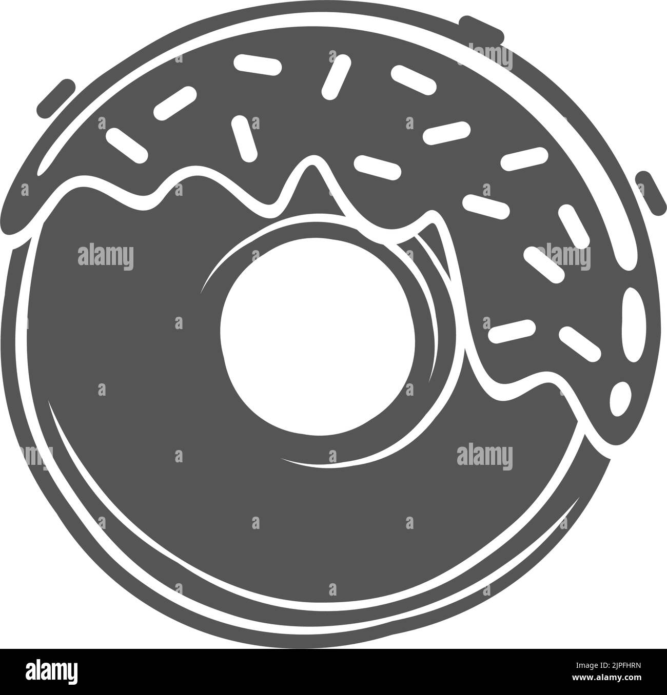 Doughnut with topping and caramel sprinkles isolated monochrome icon ...