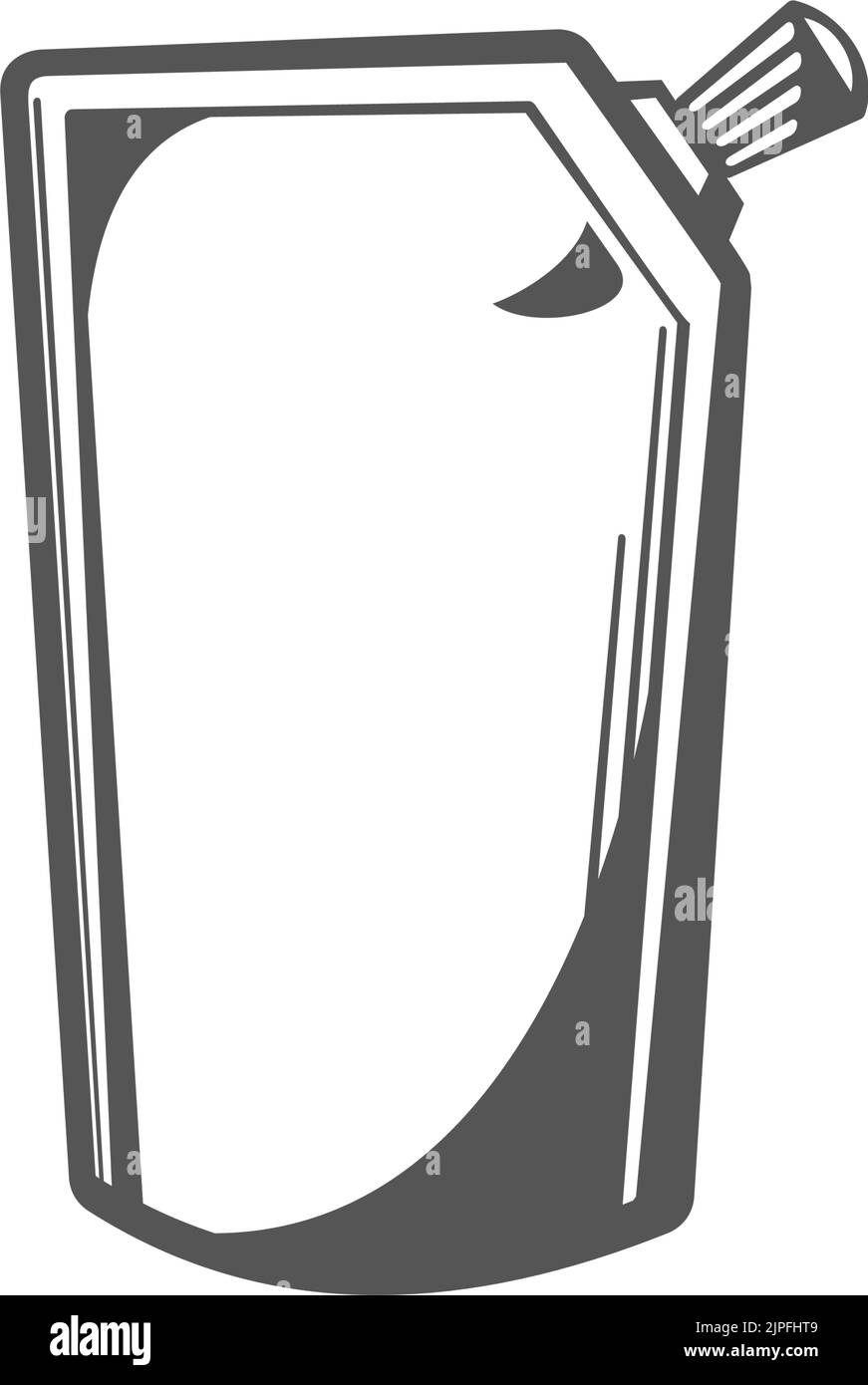 Plastic pouch stand up bag with cover isolated drawing. Vector doy-pack ...