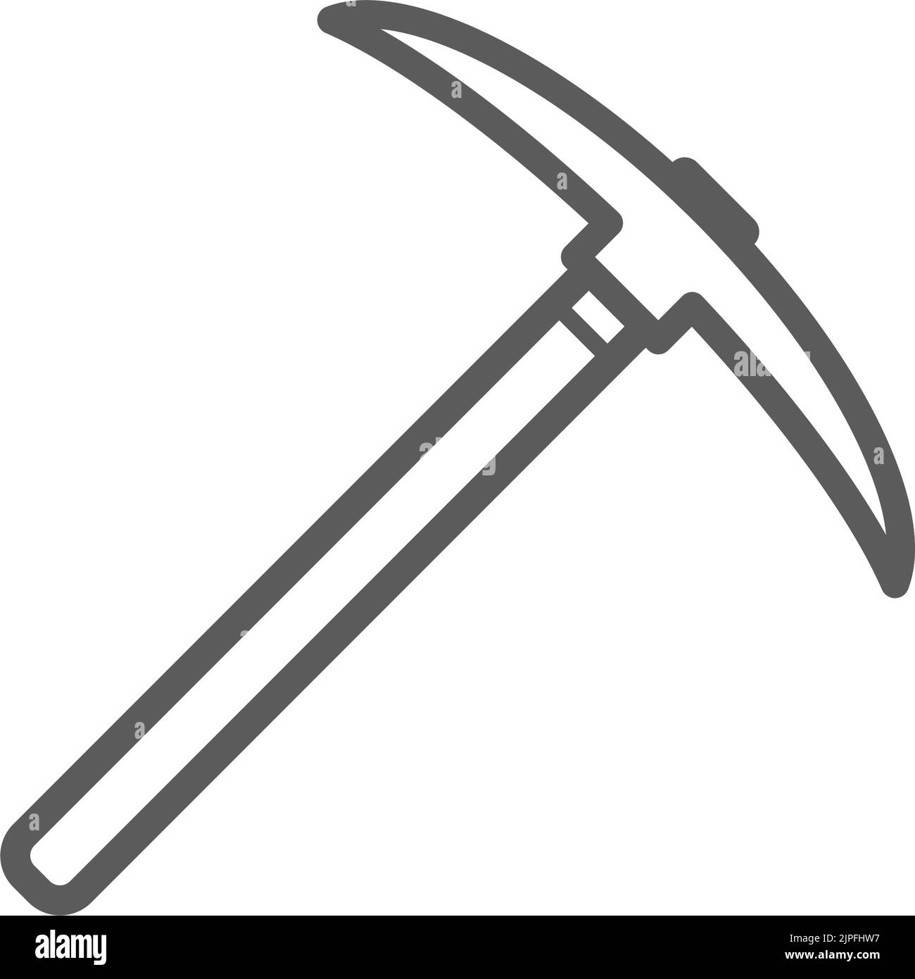 Pickaxe T-shaped hand tool used in prying isolated monochrome outline ...