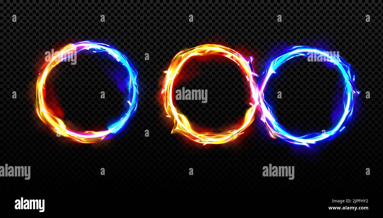 Abstract neon ring and infinity symbol from fire and ice energy. Vector ...