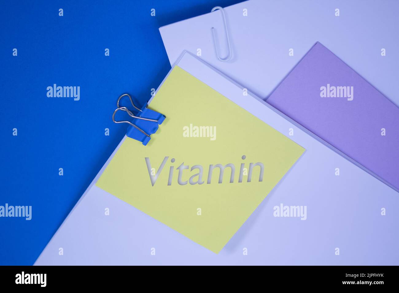 Vitamin. Text on adhesive note paper. Event, celebration reminder ...