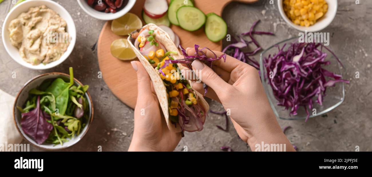 Top view person making mexican hi-res stock photography and images - Alamy