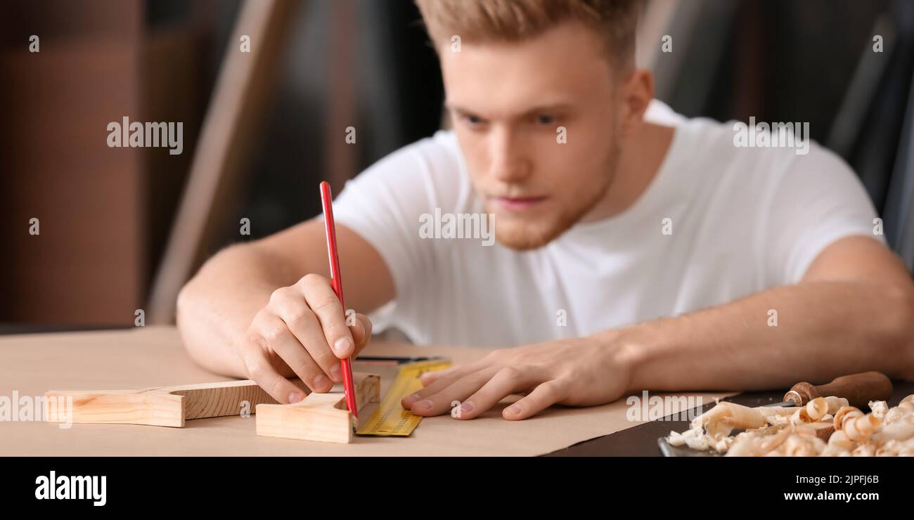 Male hands ruler pencil closeup hi-res stock photography and images - Alamy