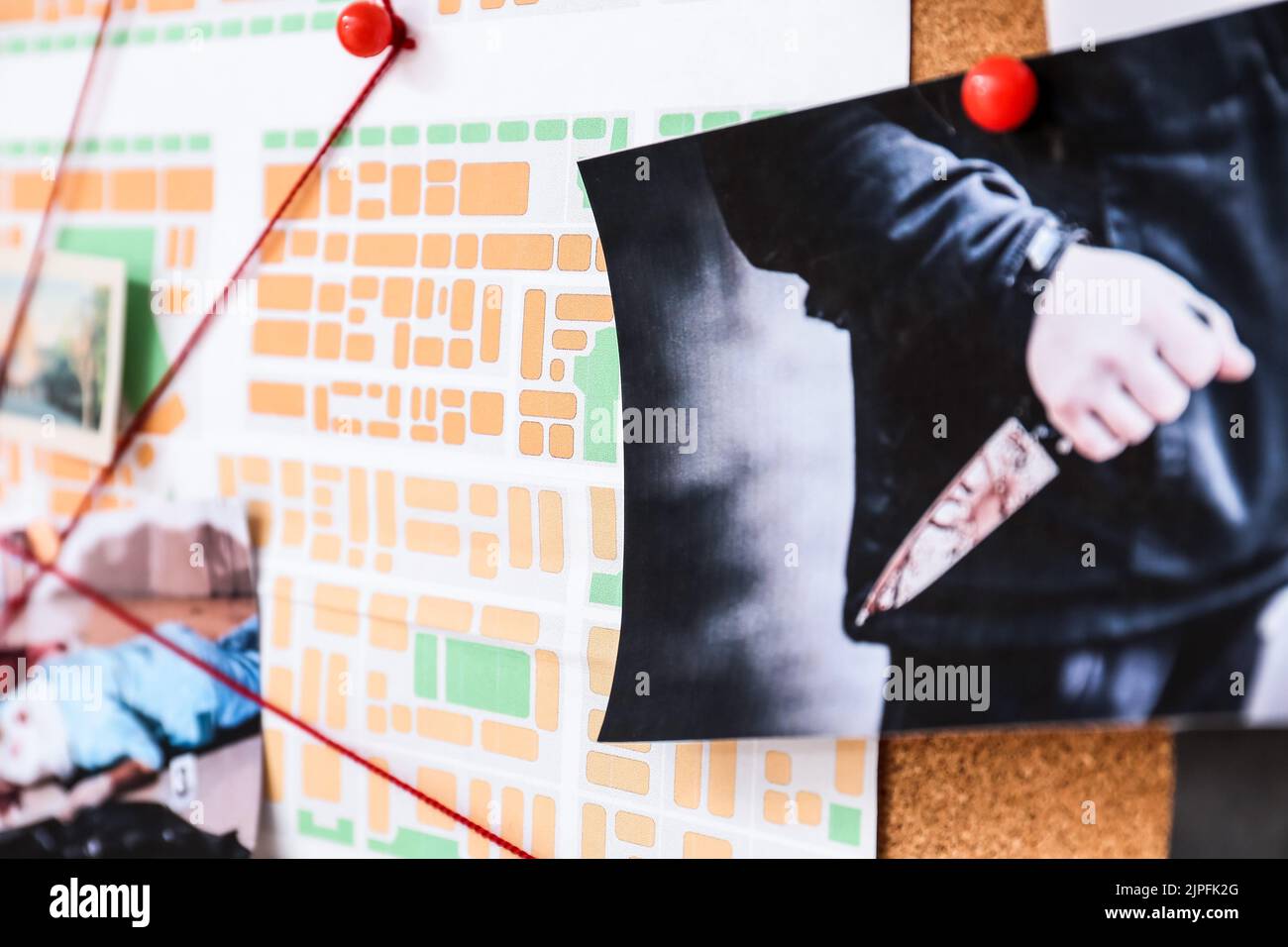 Crime board hanging in FBI agent's office, closeup Stock Photo - Alamy