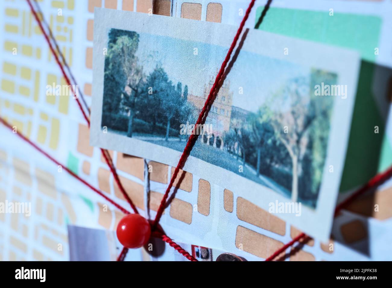 Crime board hanging in FBI agent's office, closeup Stock Photo - Alamy