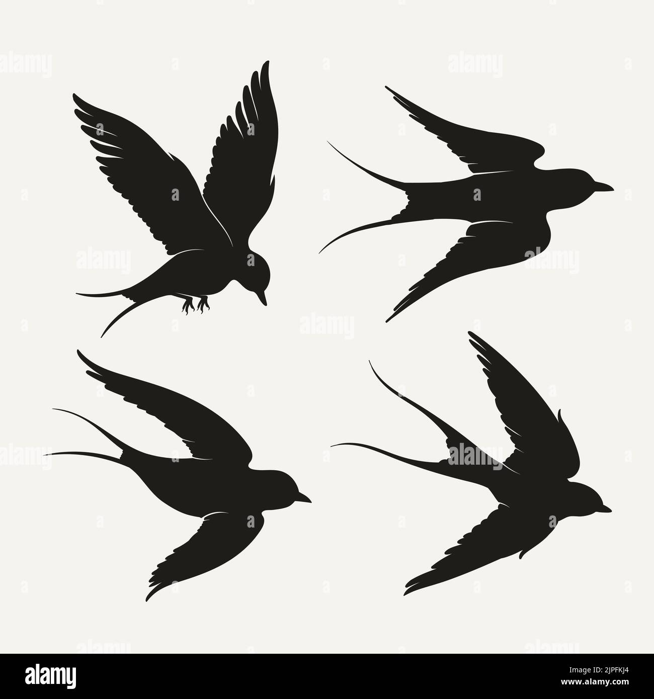 Hand drawn animals silhouette bird Vector illustration Stock Vector ...