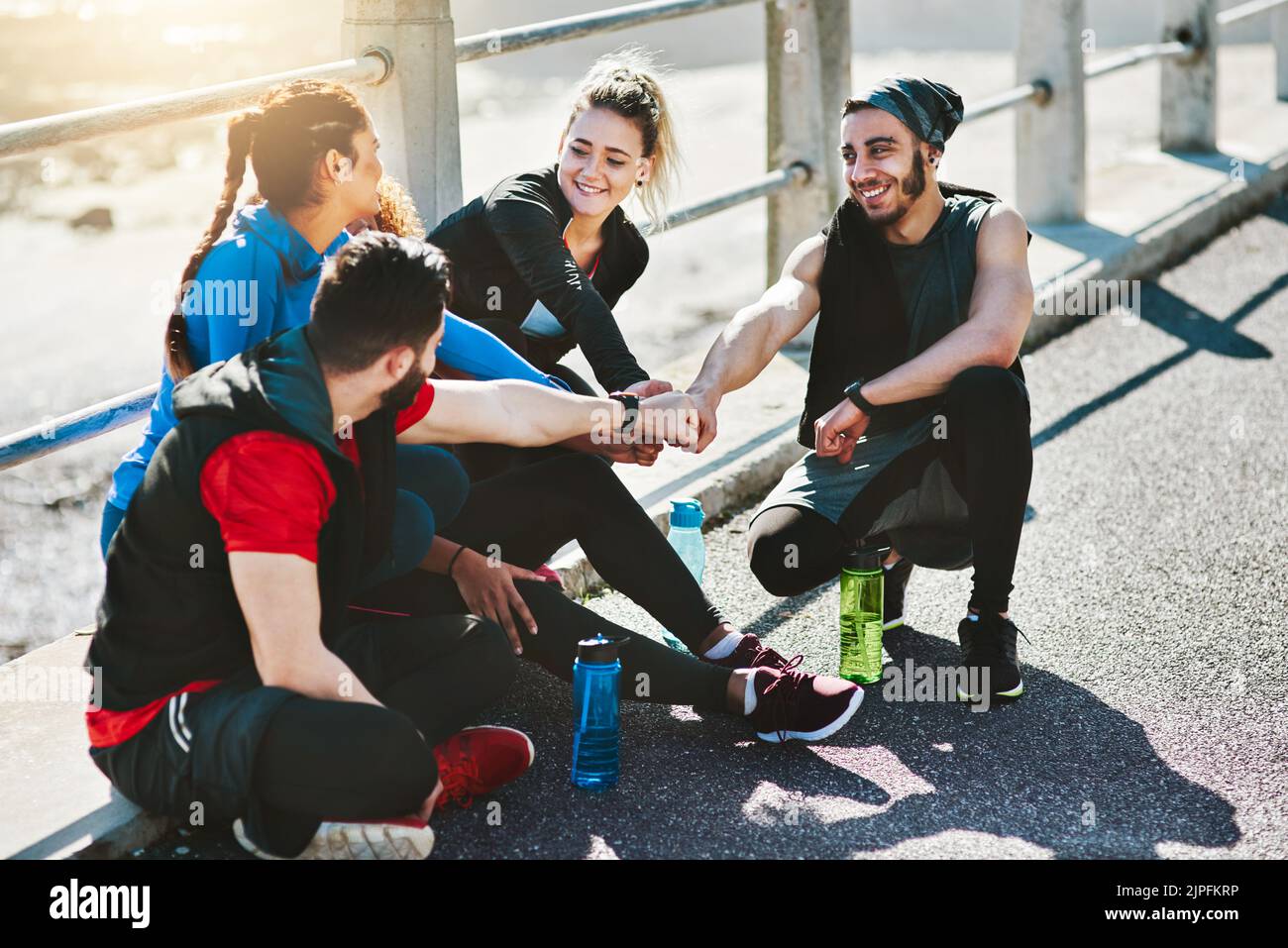 We always motivated each other to do better. a fitness group motivating ...