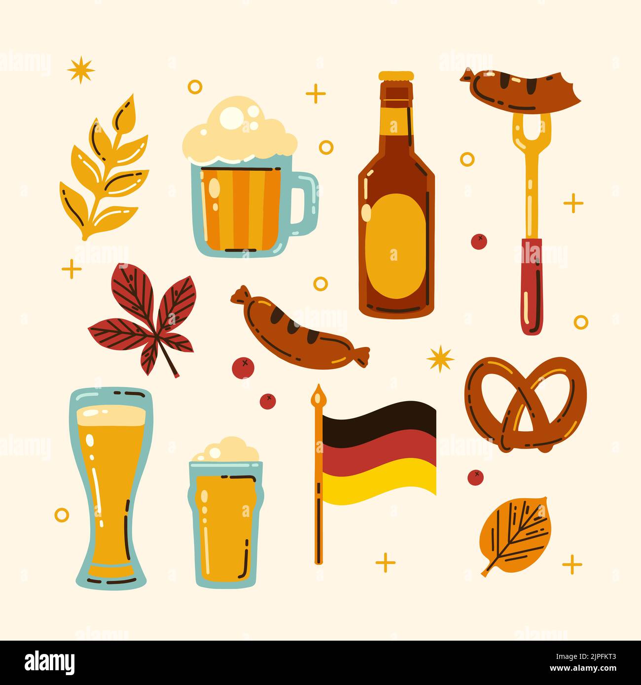 Flat elements set for oktoberfest festival Vector illustration Stock ...