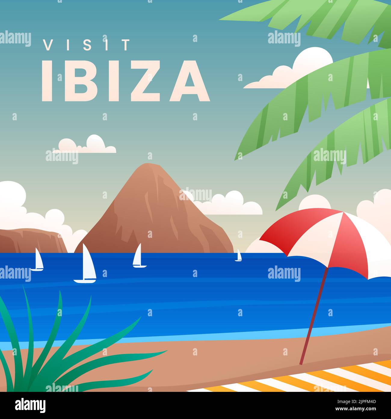 Beautiful summer ibiza Vector illustration Stock Vector Image & Art - Alamy
