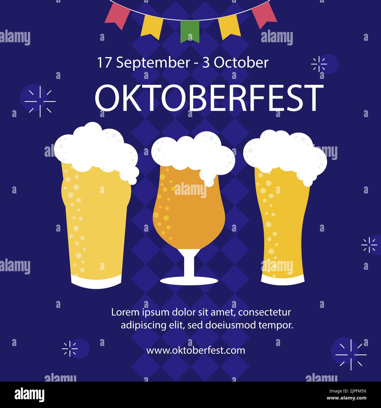 Flat oktoberfest instagram posts set Vector illustration Stock Vector Image & Art - Alamy