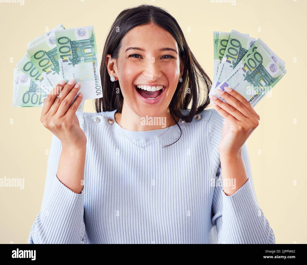 . Money, investment growth and finance success of a happy, excited and ...