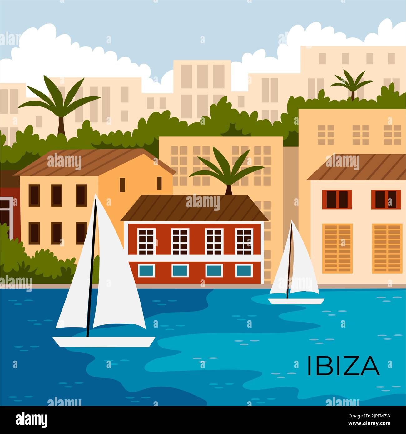 Beautiful summer ibiza Vector illustration Stock Vector Image & Art - Alamy