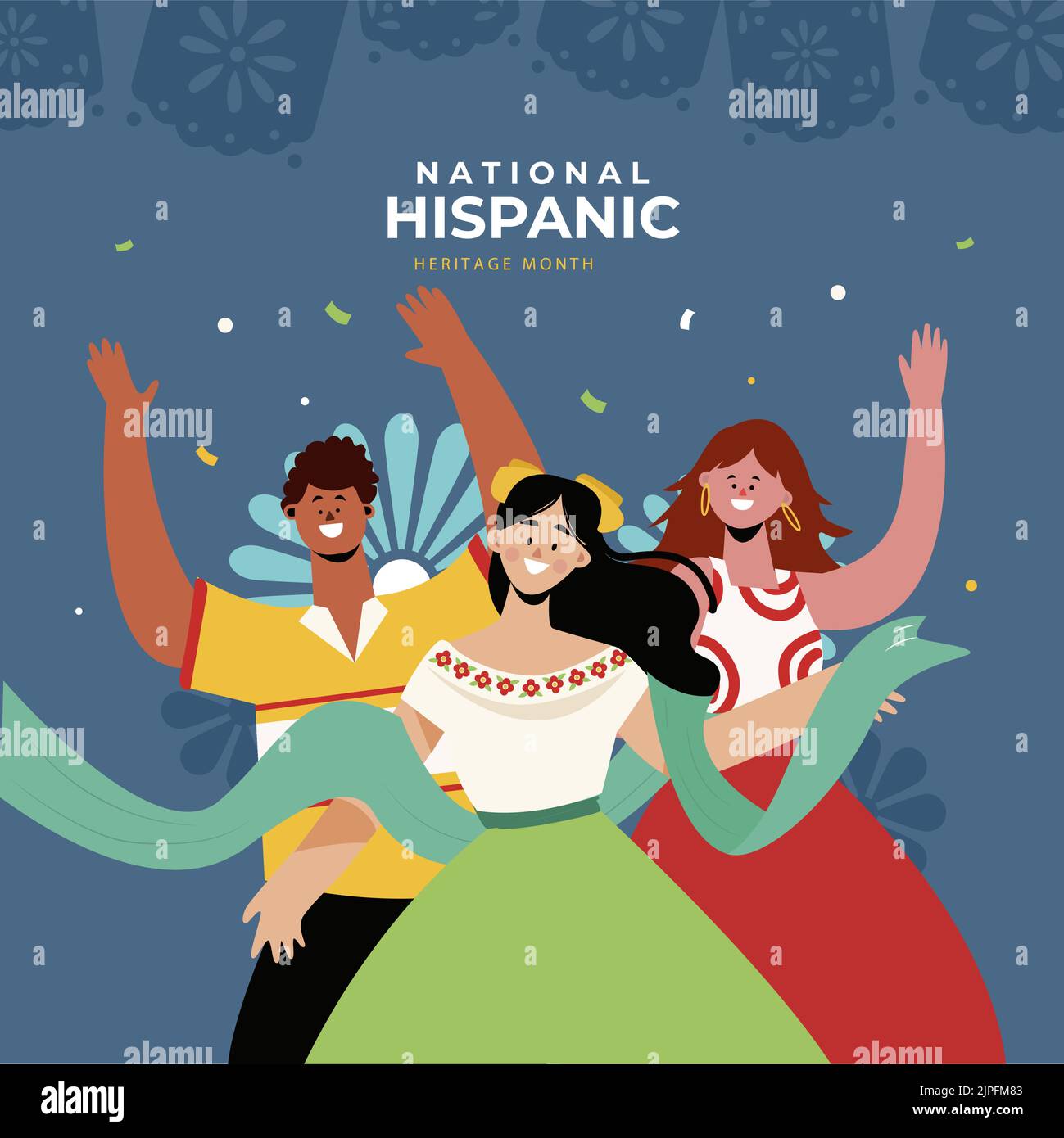 Flat National Hispanic Heritage Month Vector Illustration Stock Vector