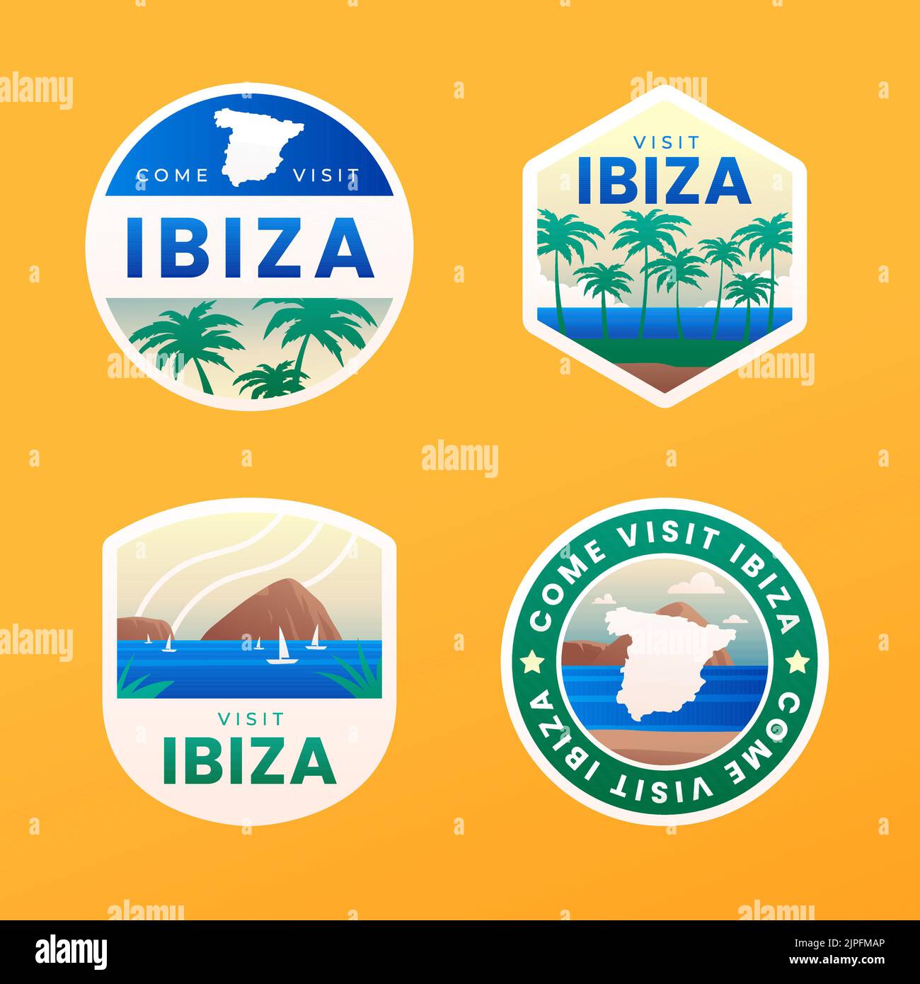 Beautiful summer ibiza labels design Vector illustration Stock Vector ...