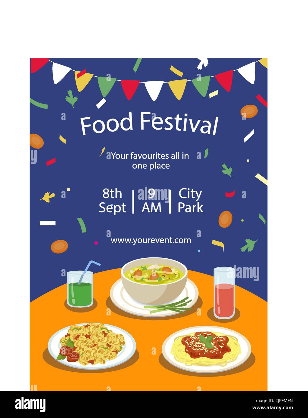Hand drawn food festival poster design Vector illustration Stock Vector ...