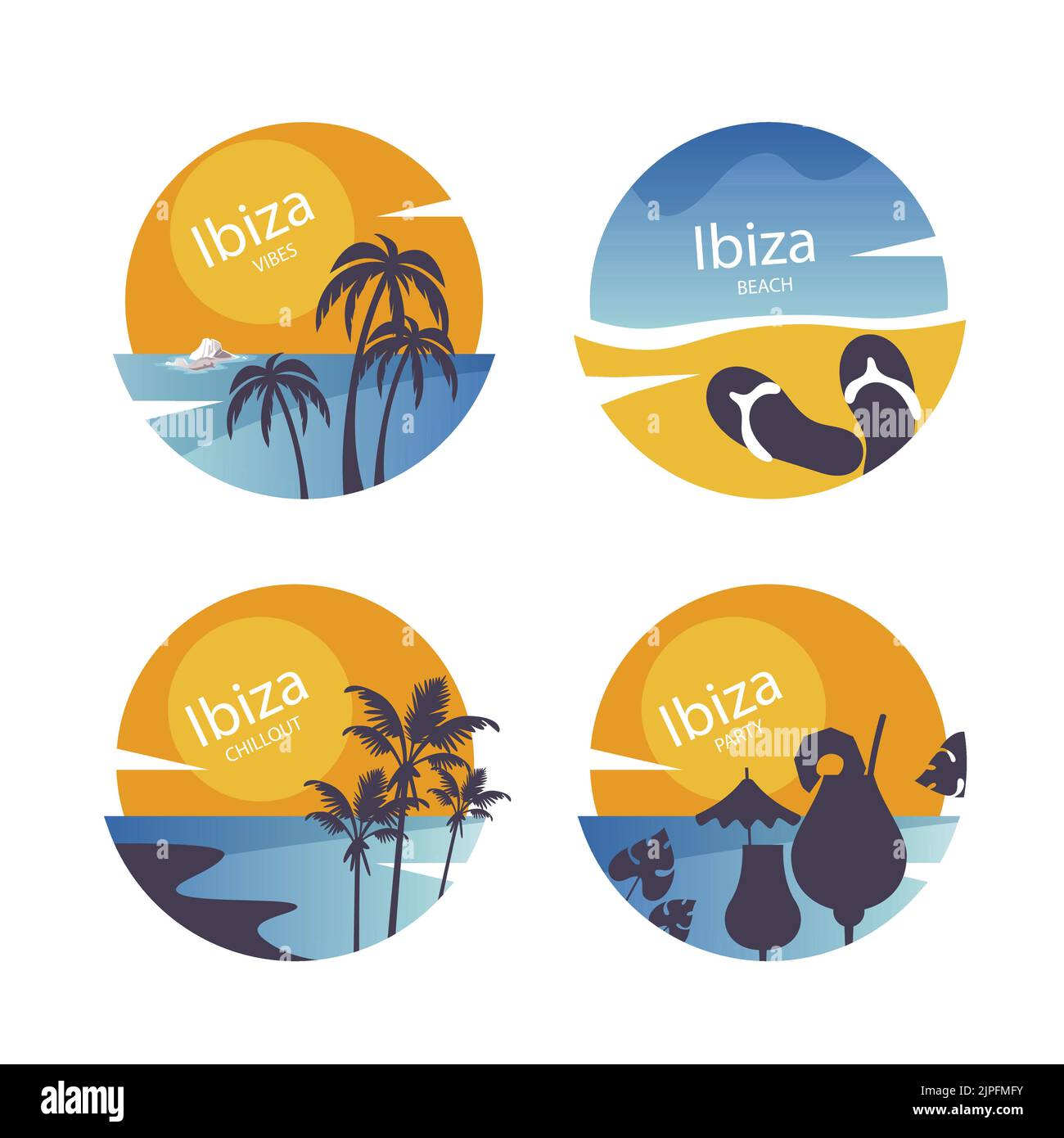 Beautiful summer ibiza labels design Vector illustration Stock Vector ...