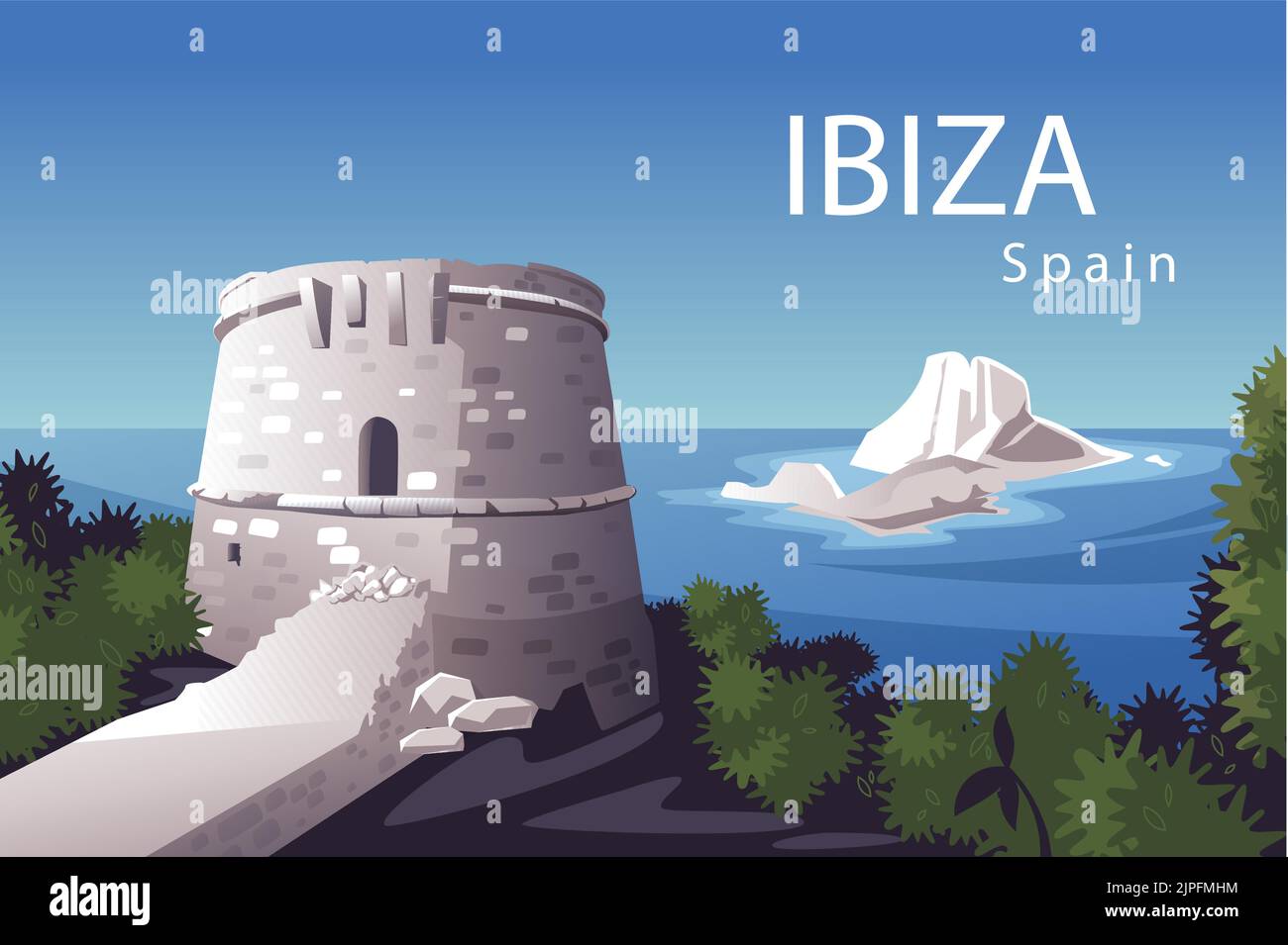 Beautiful summer ibiza Vector illustration Stock Vector Image & Art - Alamy